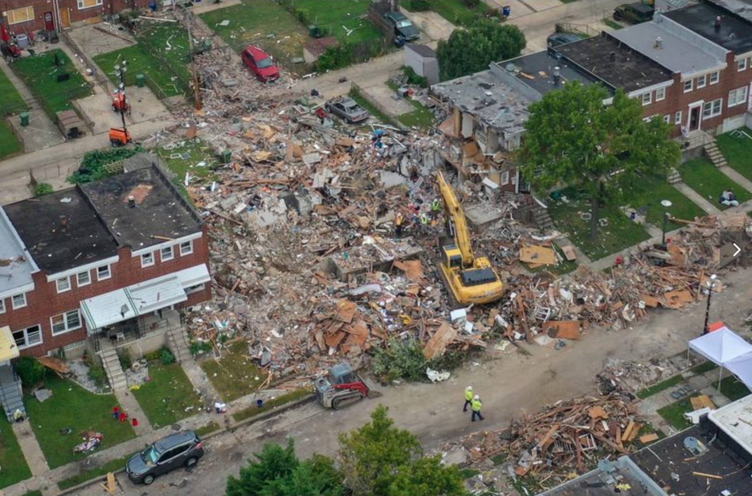 Fire Department Drone Monitors Scene Of Gas Explosion In Baltimore