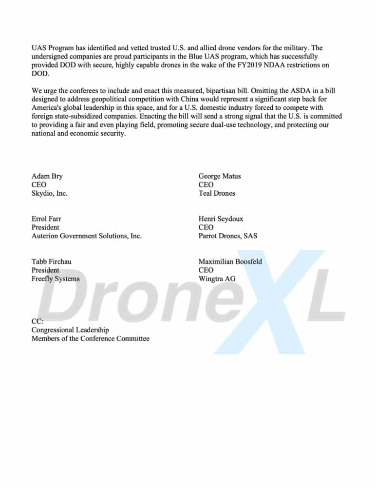 Blue SUAS Manufacturers Push American Security Drone Act