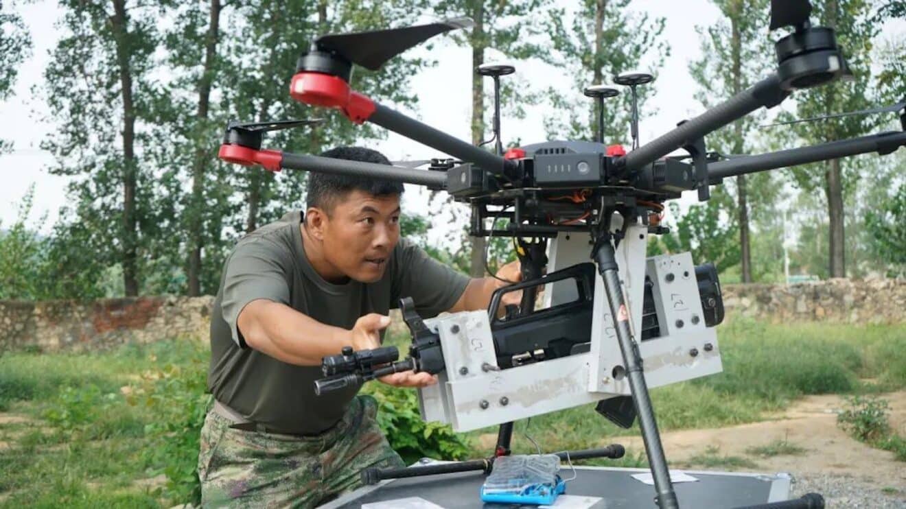 DJI Matrice 600 With Automatic Gun For Attack Drone Training