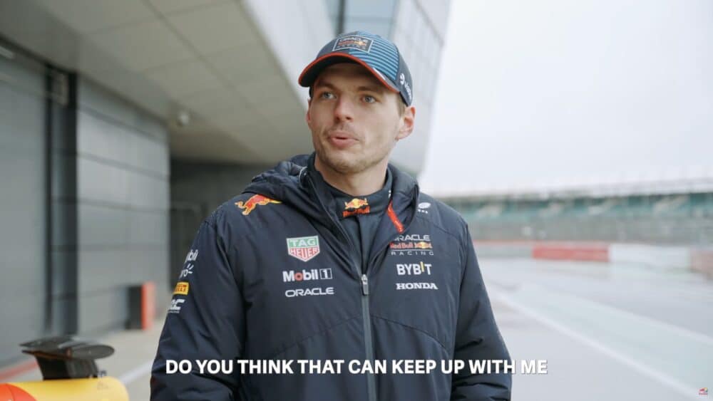 World's Fastest Camera Drone Vs F1 Car (ft. Max Verstappen)