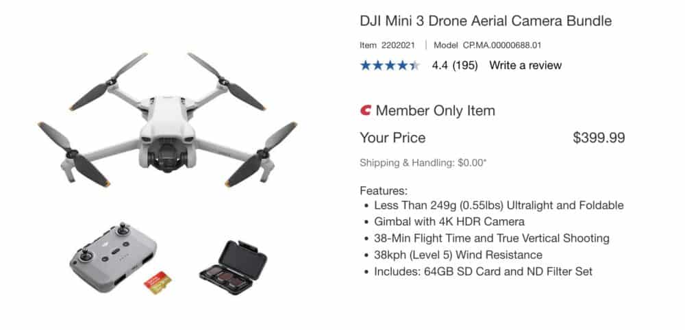 Costco Offers Unbeatable Deal On DJI Mini 3 Drone Bundle