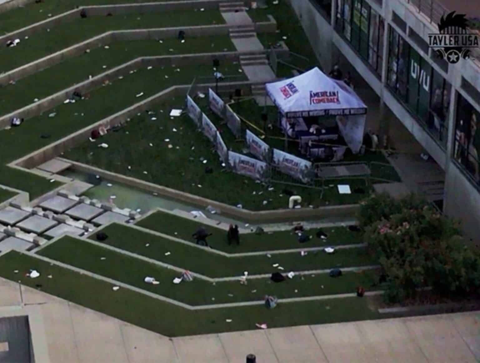 Drone Captures Aftermath Of Charlie Kirk Shooting At Utah Valley University