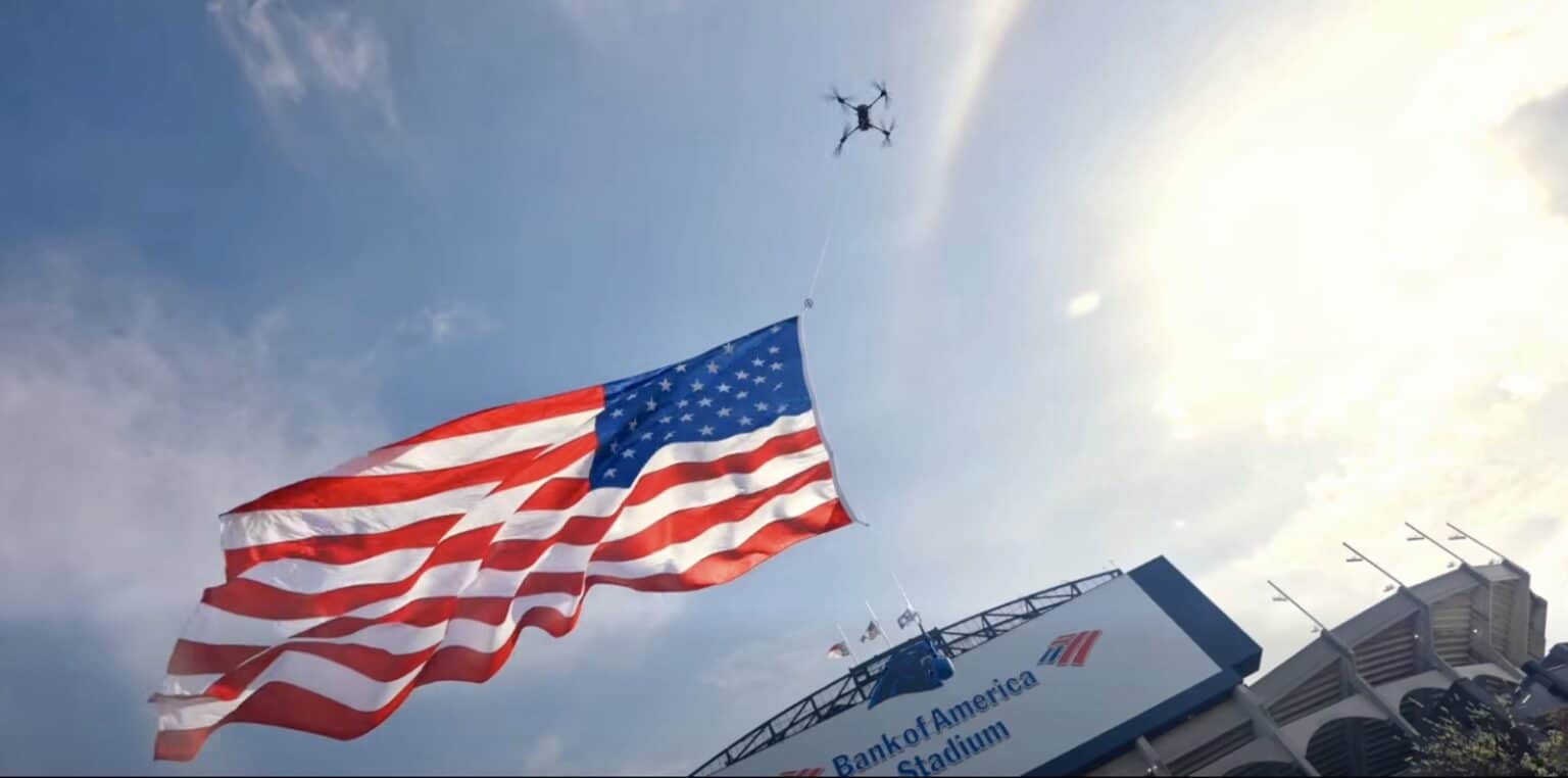 Asheville Police Drone Flies 20x30-Foot American Flag At NFL Stadium ...