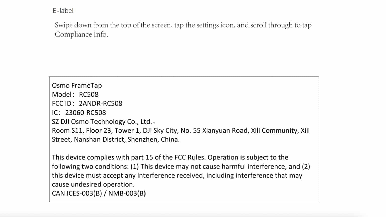 DJI Osmo FrameTap Appears In FCC Filing